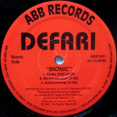 DEFARI - Bionic / Change & Switch (Featuring Hannibal Faceman). – Vinyl Exchange