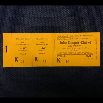 JOY DIVISION / JOHN COOPER-CLARKE - Ticket - Free Trade Hall, Manchest ...